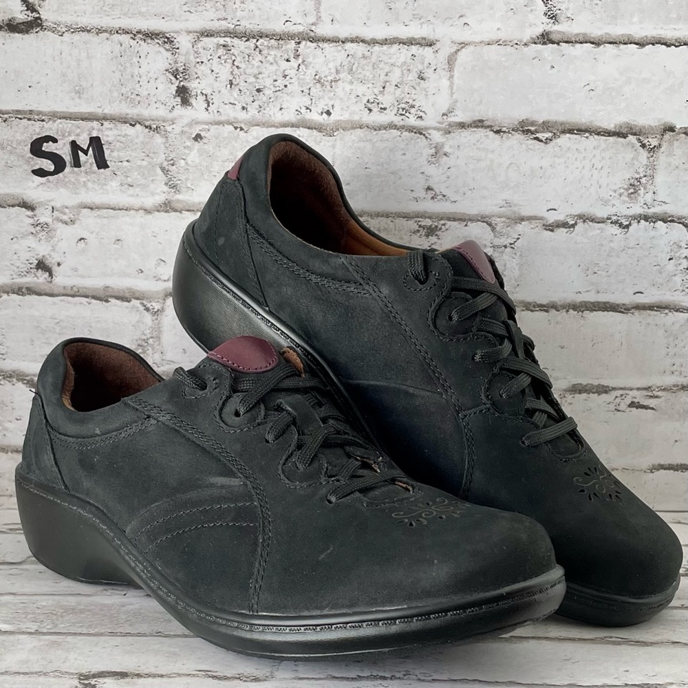 Aravon Delilah-Ar Black Nubuck Lace-Up Comfort Shoes … - Gem